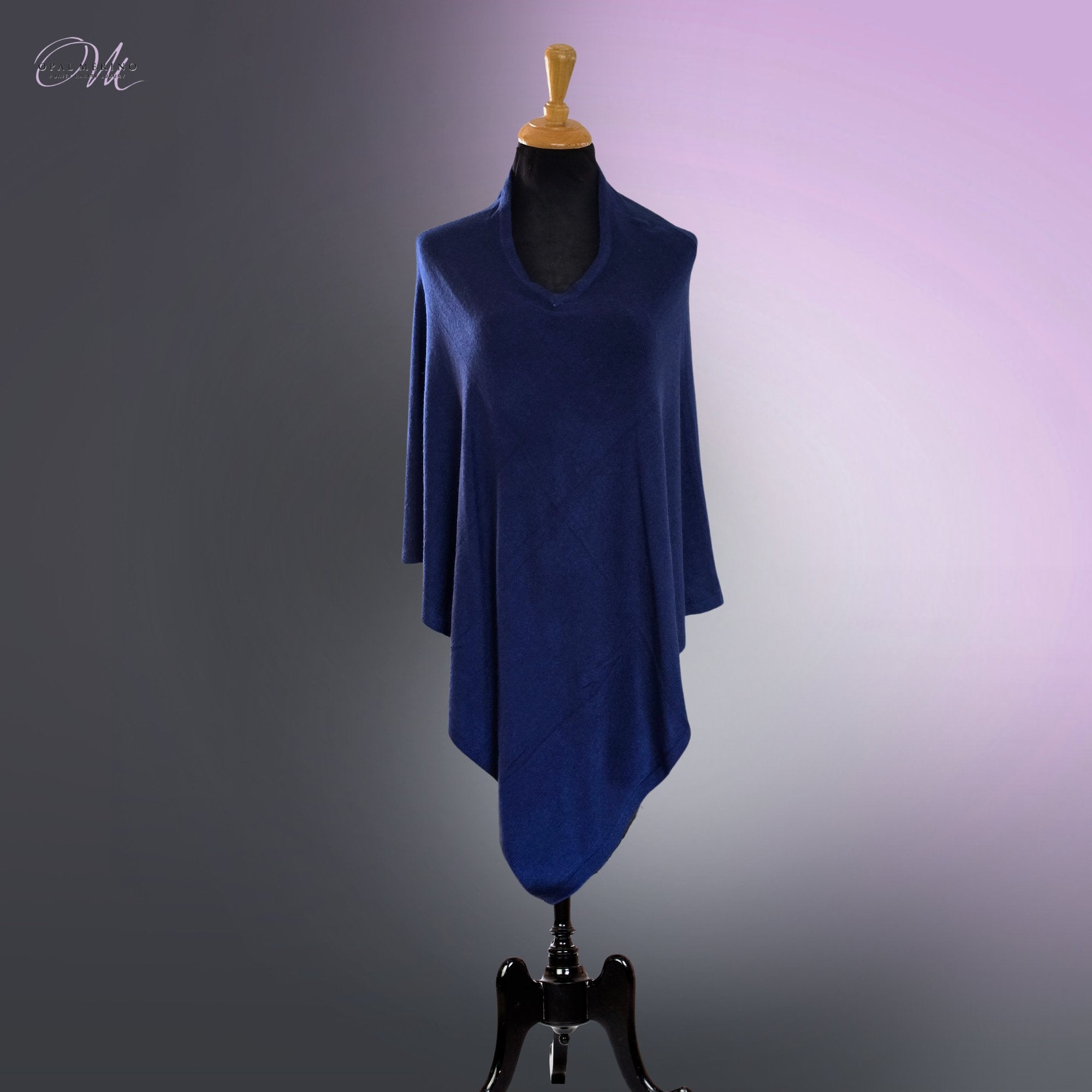 Blue Poncho V-Neck Merino Cashmere Blend – Opal Merino