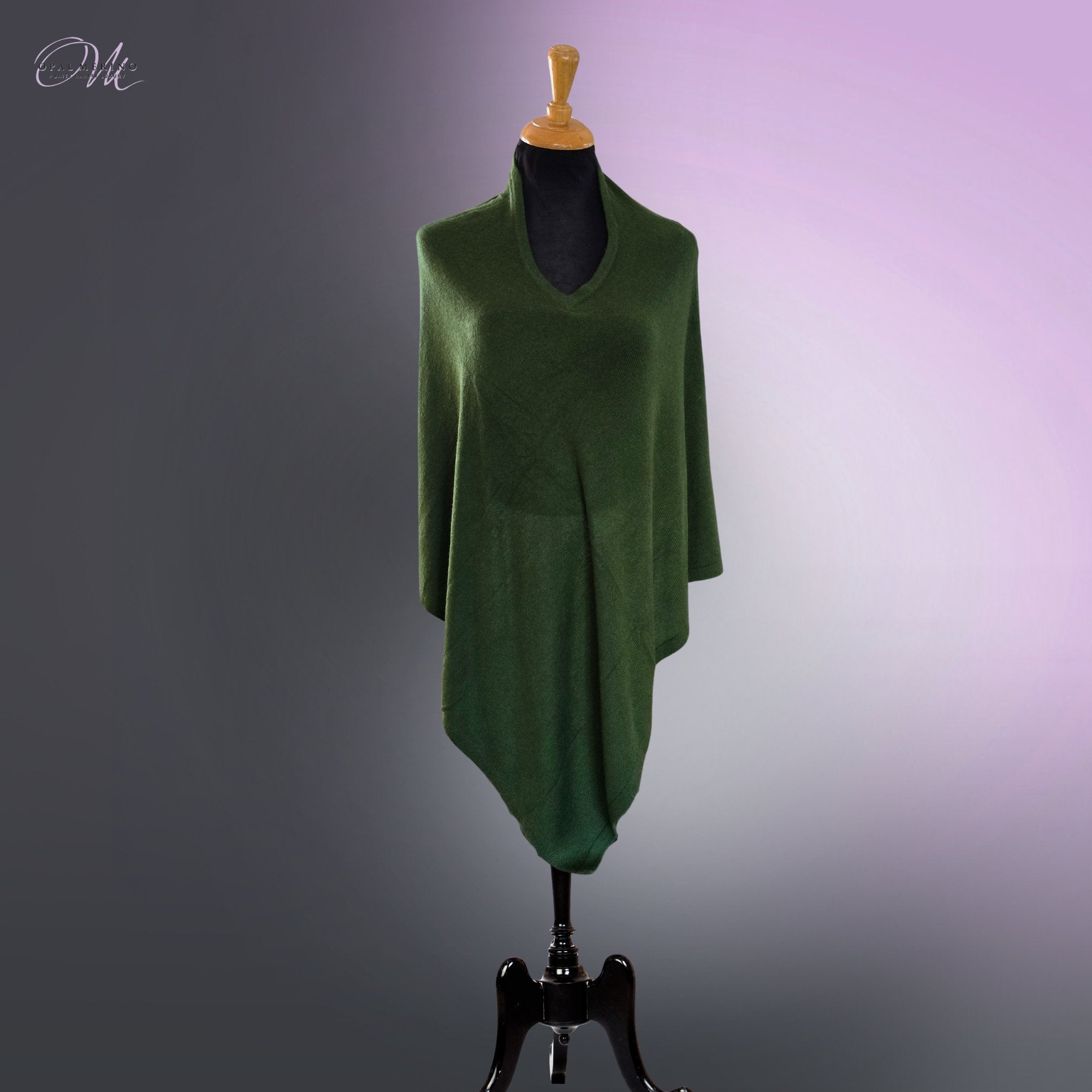 Apple Green Poncho V-Neck Merino & Cashmere Blend – Opal Merino