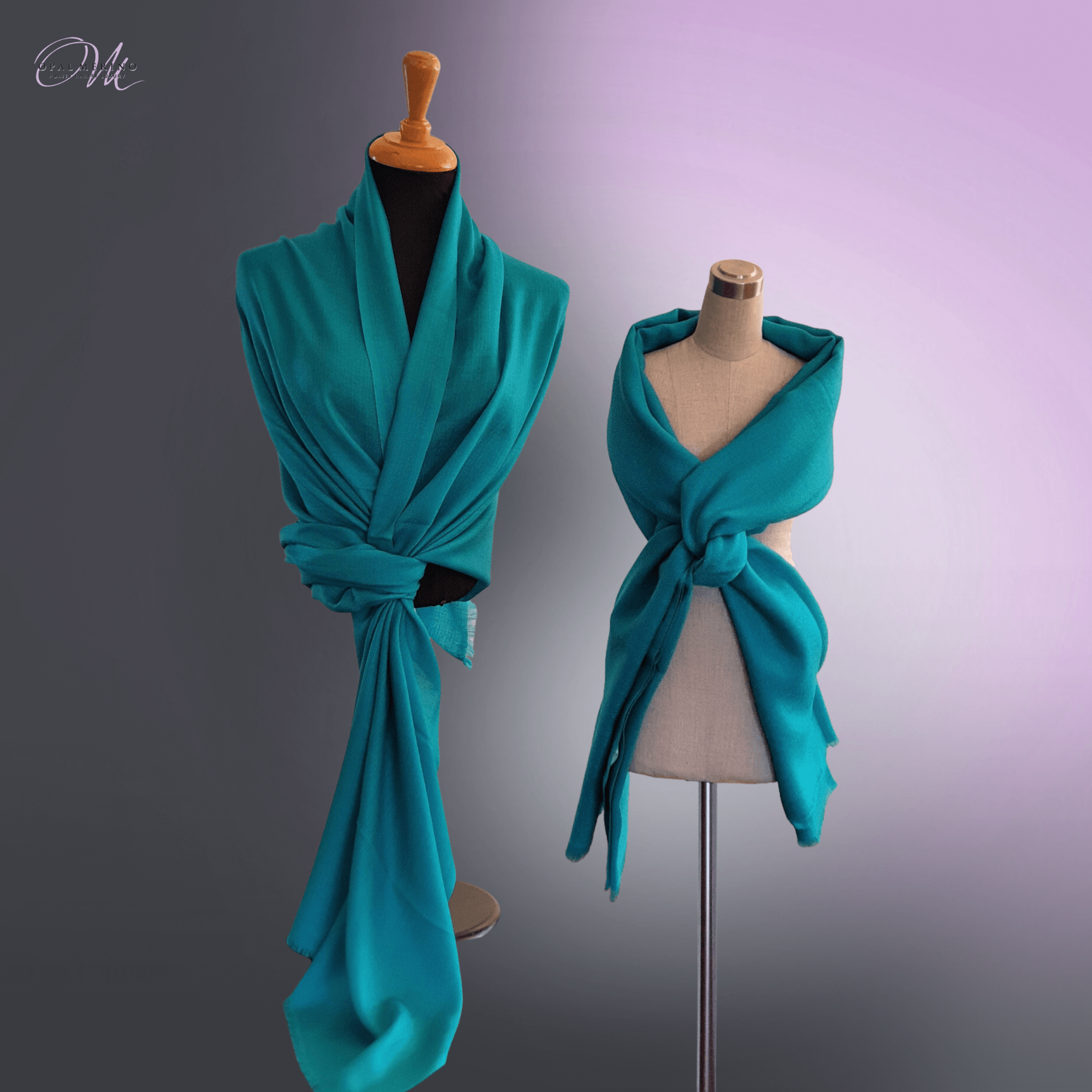 Teal Merino Wool & Silk Shawl – Opal Merino