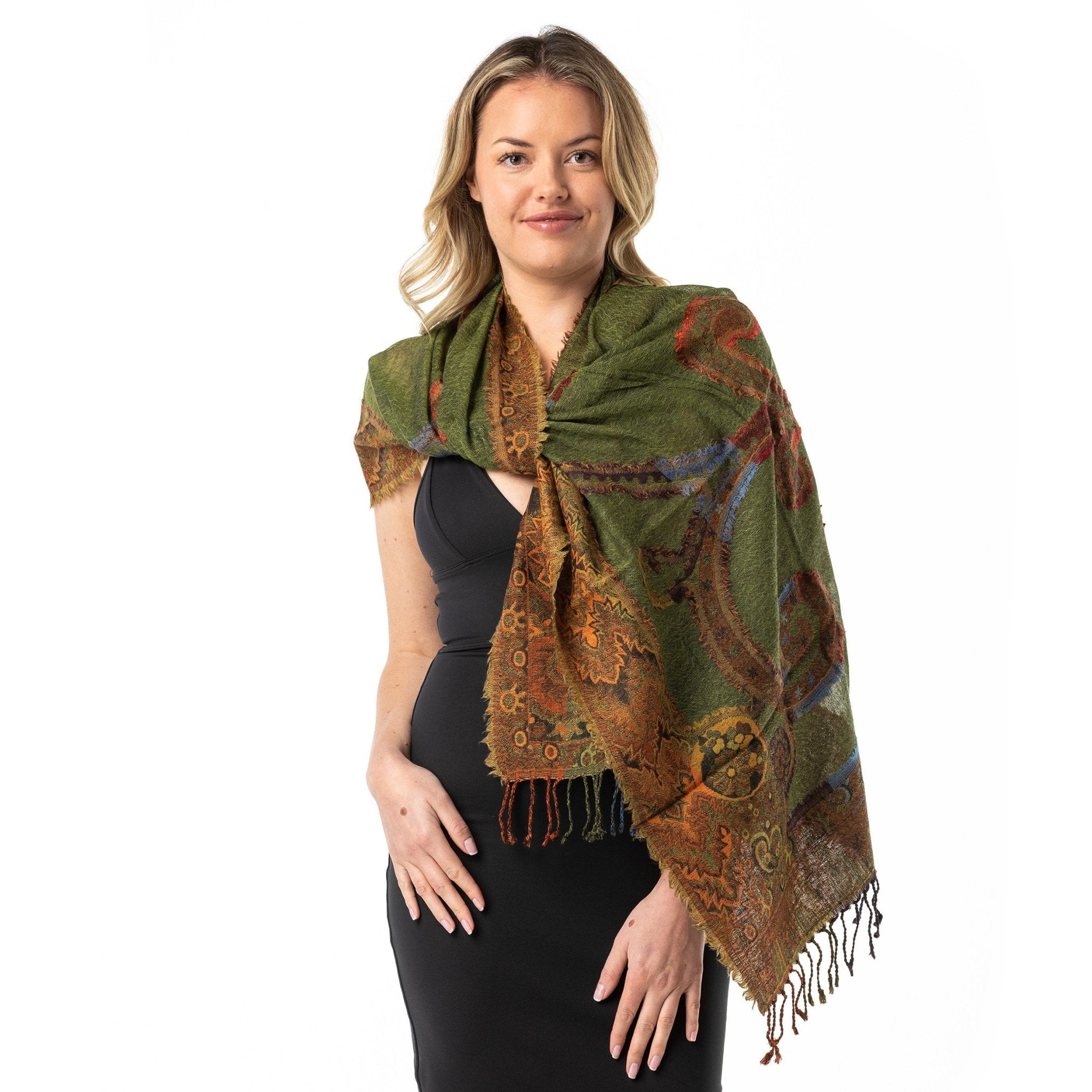Green Fray Merino Wool Shawl – Opal Merino