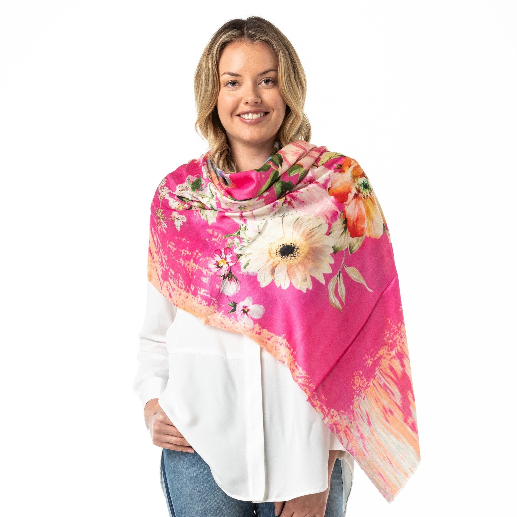 Autumn Pink Pure Silk Shawl – Opal Merino